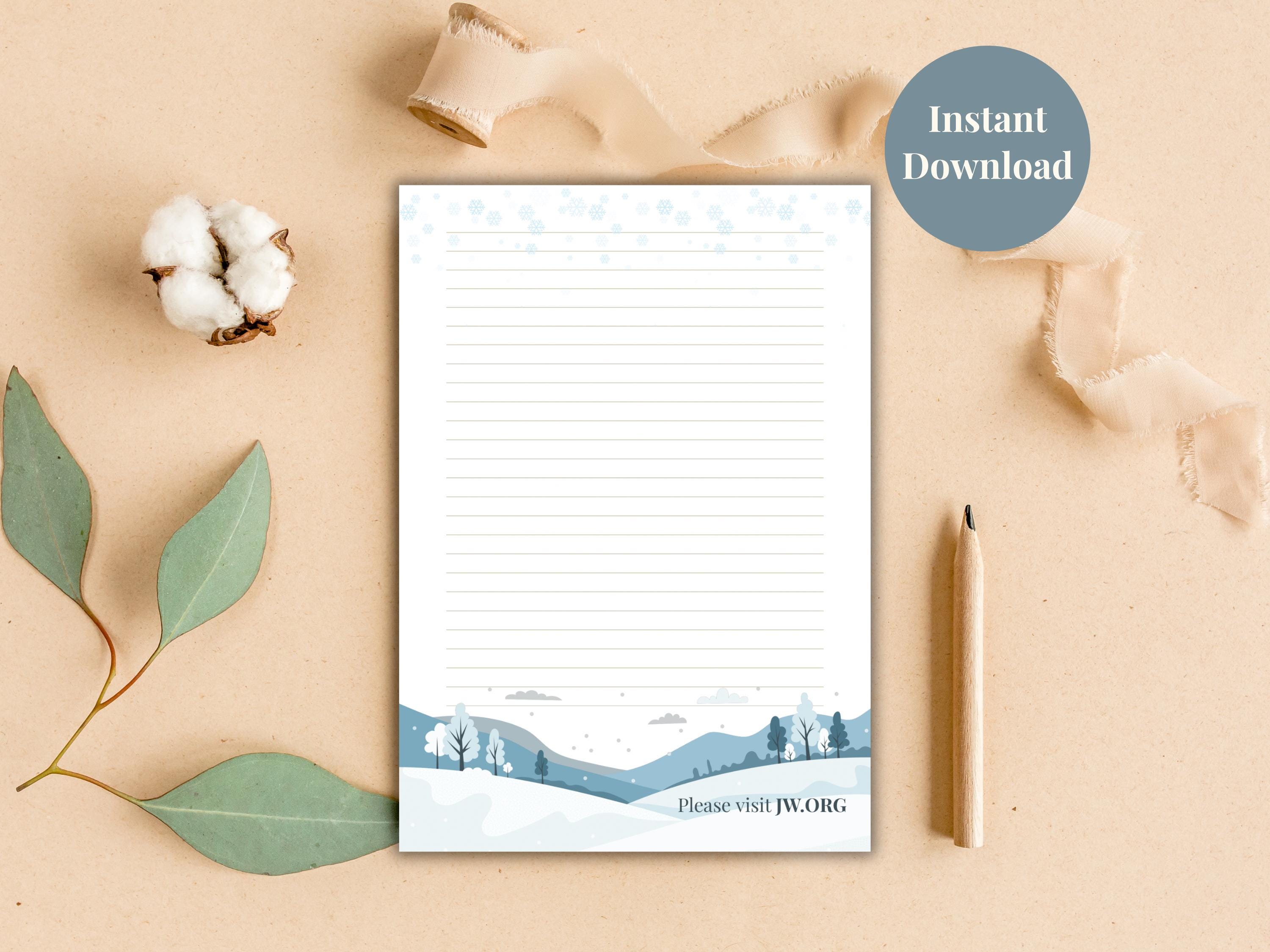 JW Winter Landscape Writing Paper Snow Scenery Stationery Printable ...