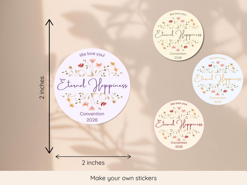JW Convention 2026 Eternal Happiness Printable Pastel Floral Stickers ...