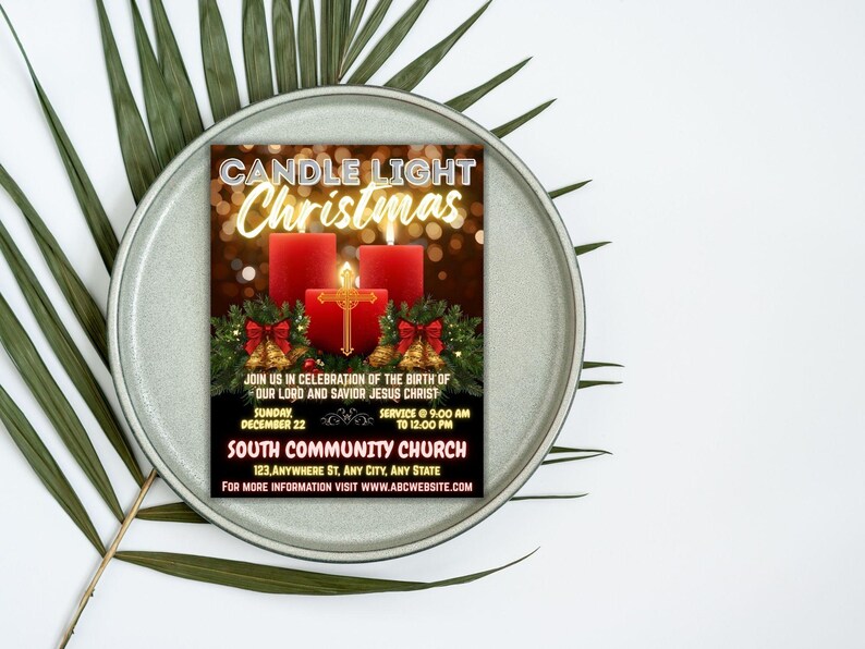 Editable Candlelight Christmas Church Flyer Template (digital Download ...