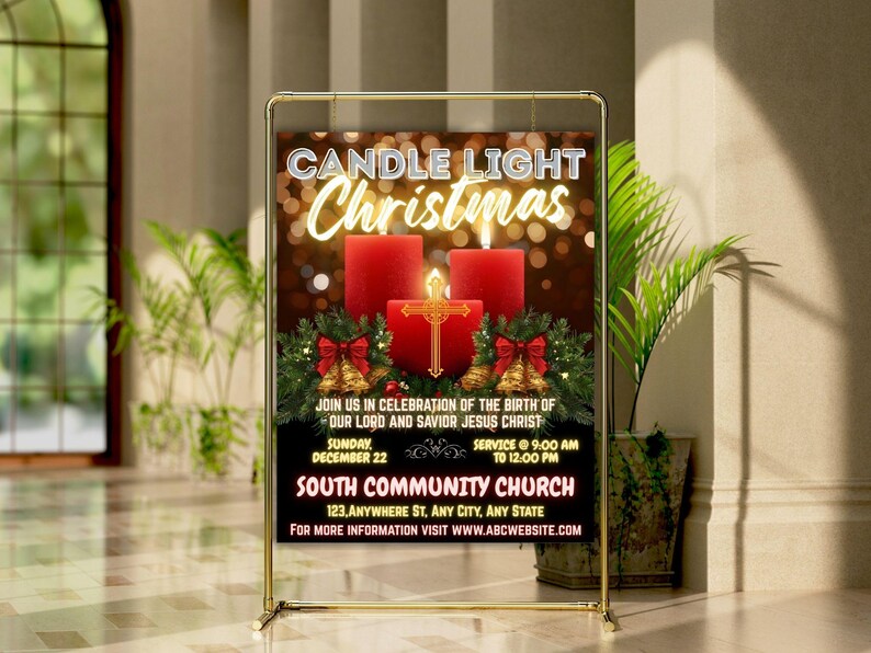 Editable Candlelight Christmas Church Flyer Template (digital Download ...