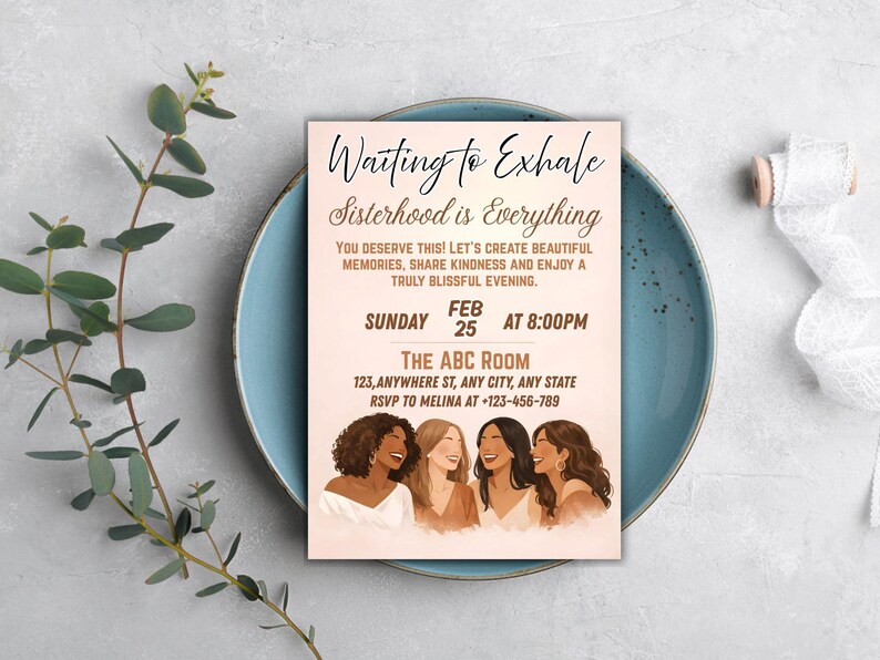 Waiting to Exhale Party Invitation: Girls' Night Out, Editable Template ...