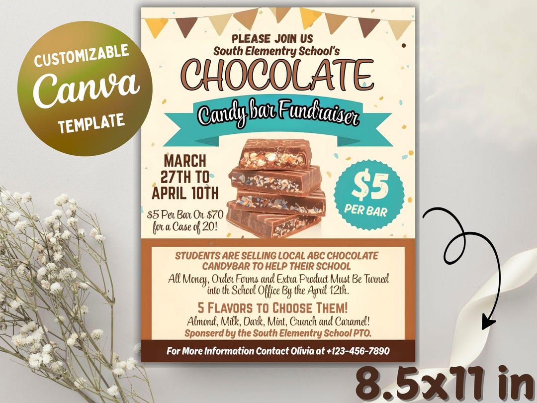 Editable Chocolate Fundraiser Flyer: School PTA Event (digital Download ...