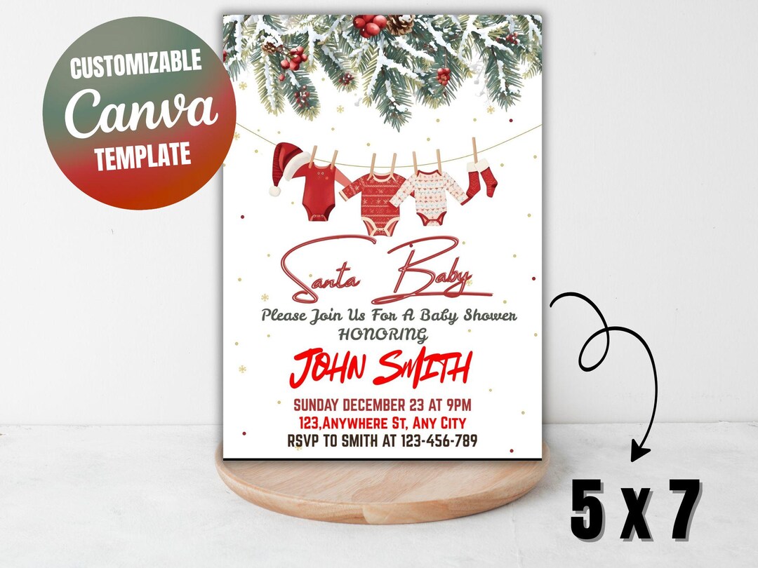 Santa Baby Shower Invitation Bundle: Gender Neutral Christmas Theme ...