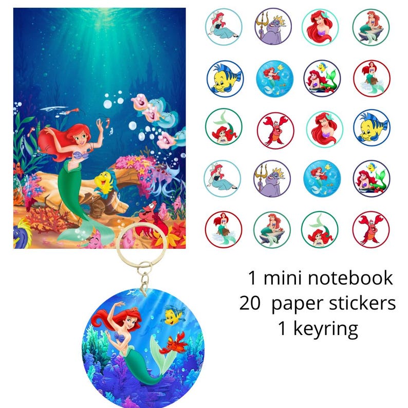 Gift Kit Little Mermaid Style | Includes 20 Paper Stickers + Acrylic ...