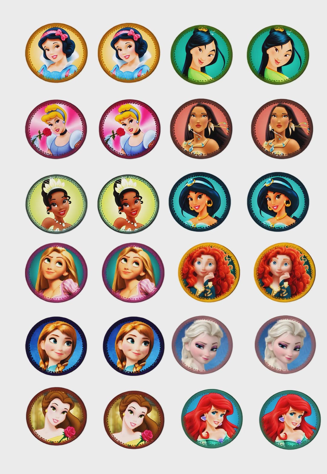 20 Princess Stickers / Cupcake Toppers / Vinyl Stickers / Holographic ...