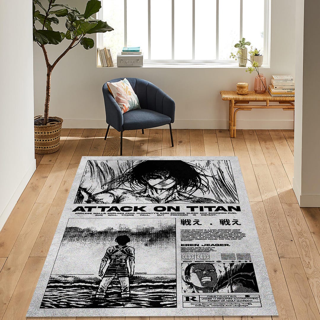 Attack on Titan Rug – AOT Anime Carpet, Manga Panel Aesthetic, Dark ...