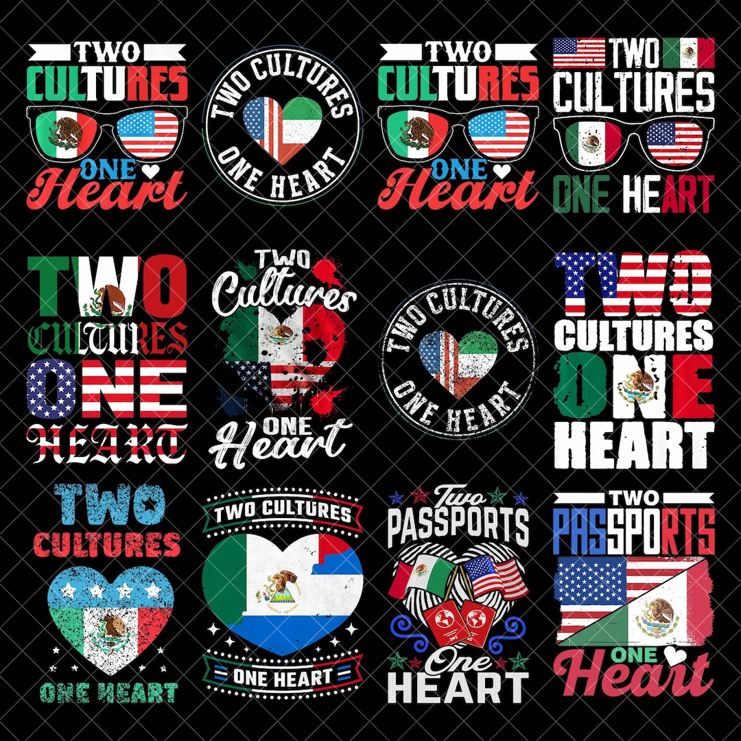 Two Cultures One Heart PNG Bundle, Dual Heritage Sublimation, Mexico ...