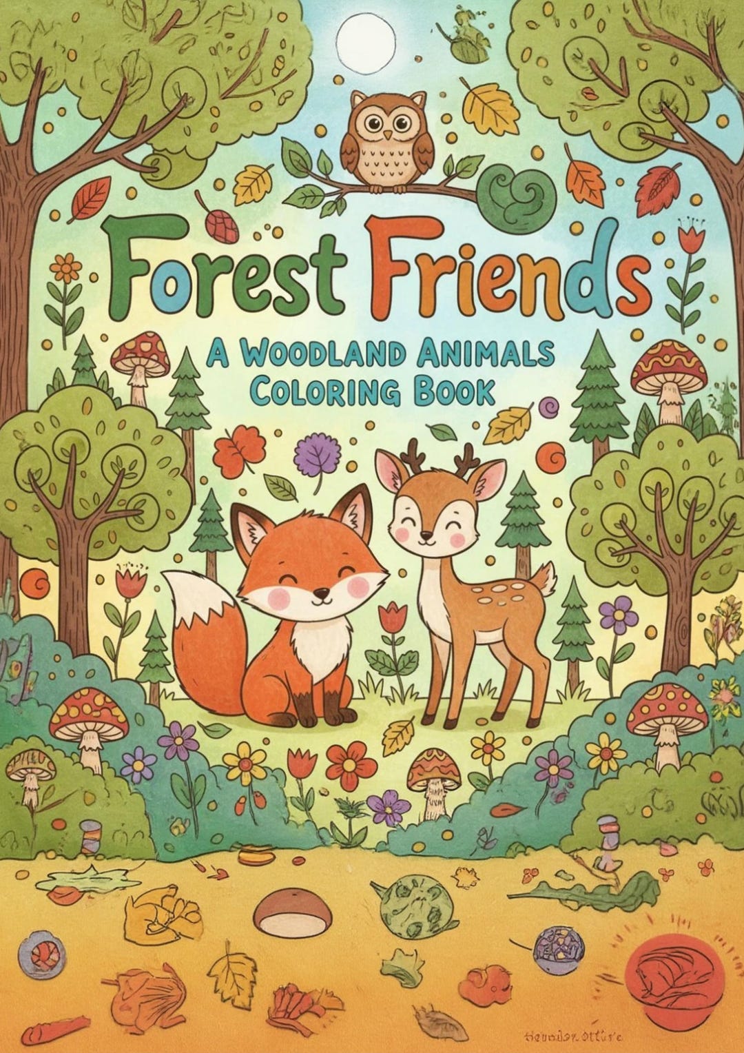 Forest Friends Coloring Book PDF Woodland Animals Nature Kids & Adults ...