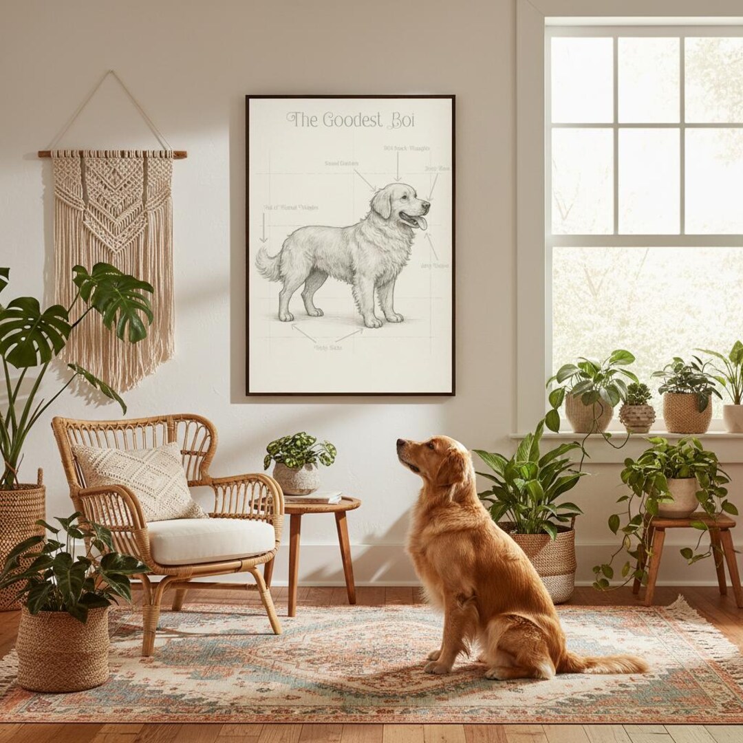 The Goodest Boi Poster Golden Retriever Humorous Dog Anatomy Gift Moms ...