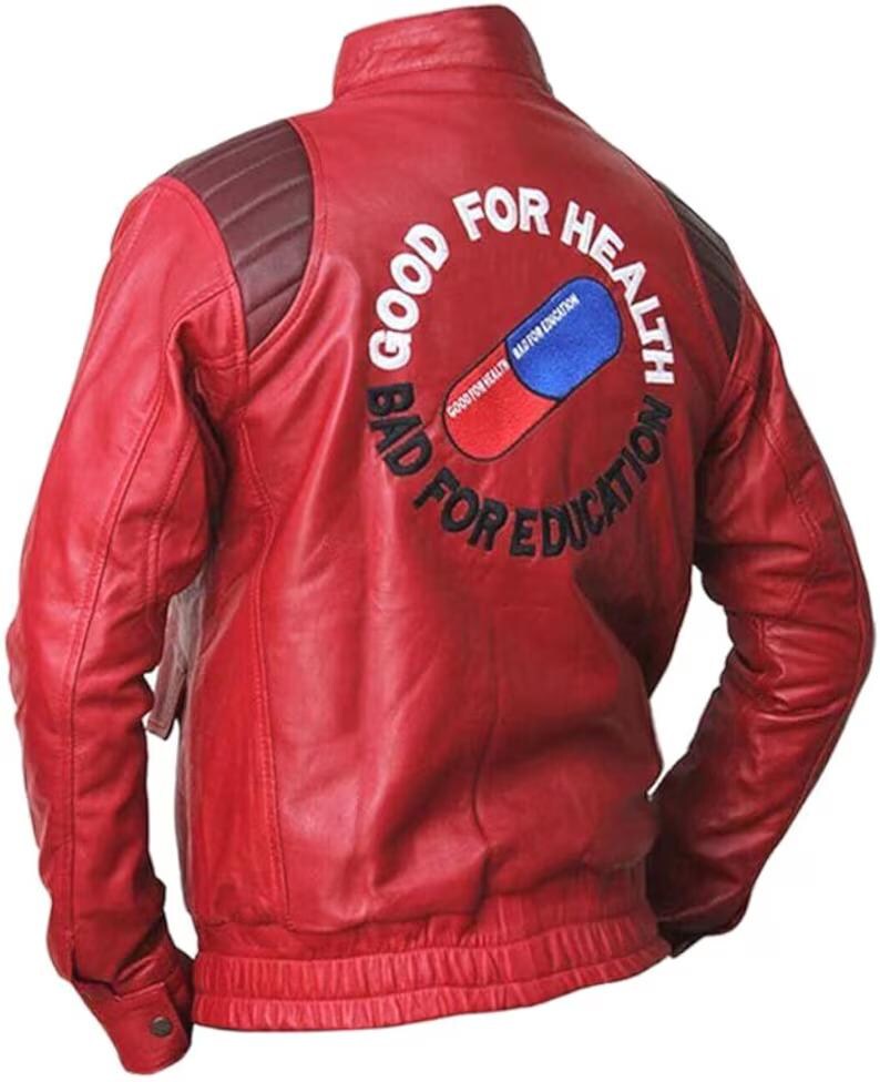 Men’s Akira Shotaro Kaneda Red Capsule Logo Text Faux Leather Cosplay ...