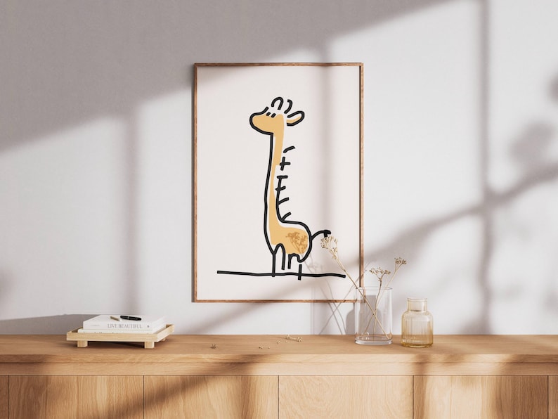 Cute Giraffe Nursery Wall Art Printable Toddler Boy Room Decor Vintage ...
