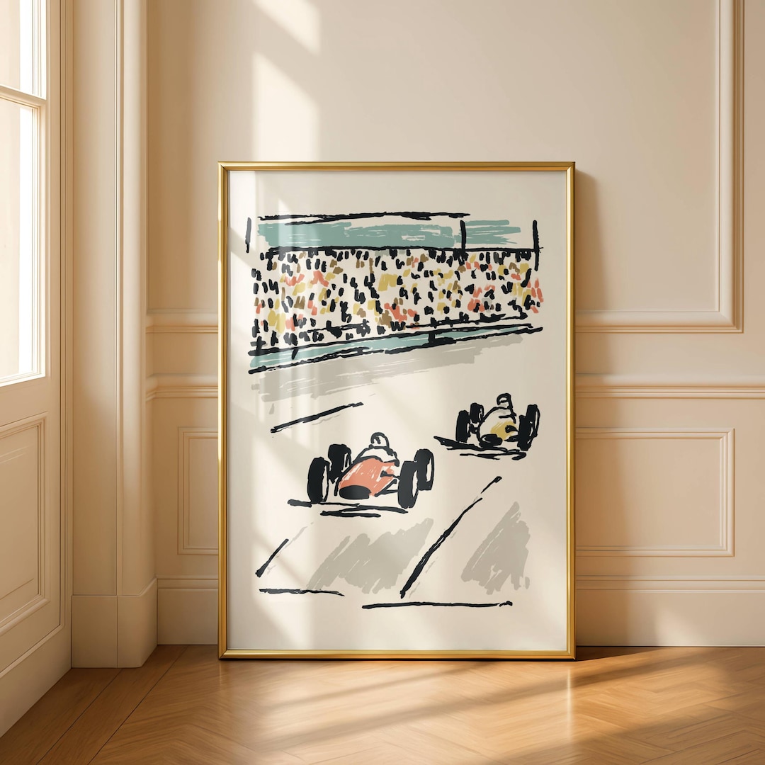 Vintage Race Car Art Print – Eclectic Poster for Kids Room, Whimsical ...