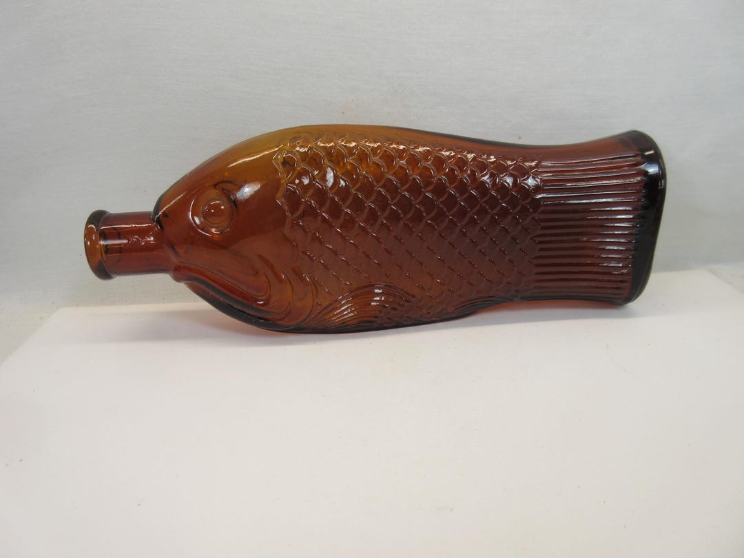 Vintage Fairmont Amber Fish Bottle - Etsy