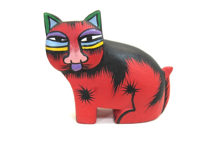 Vintage Laurel Burch Style Red Cat - Etsy