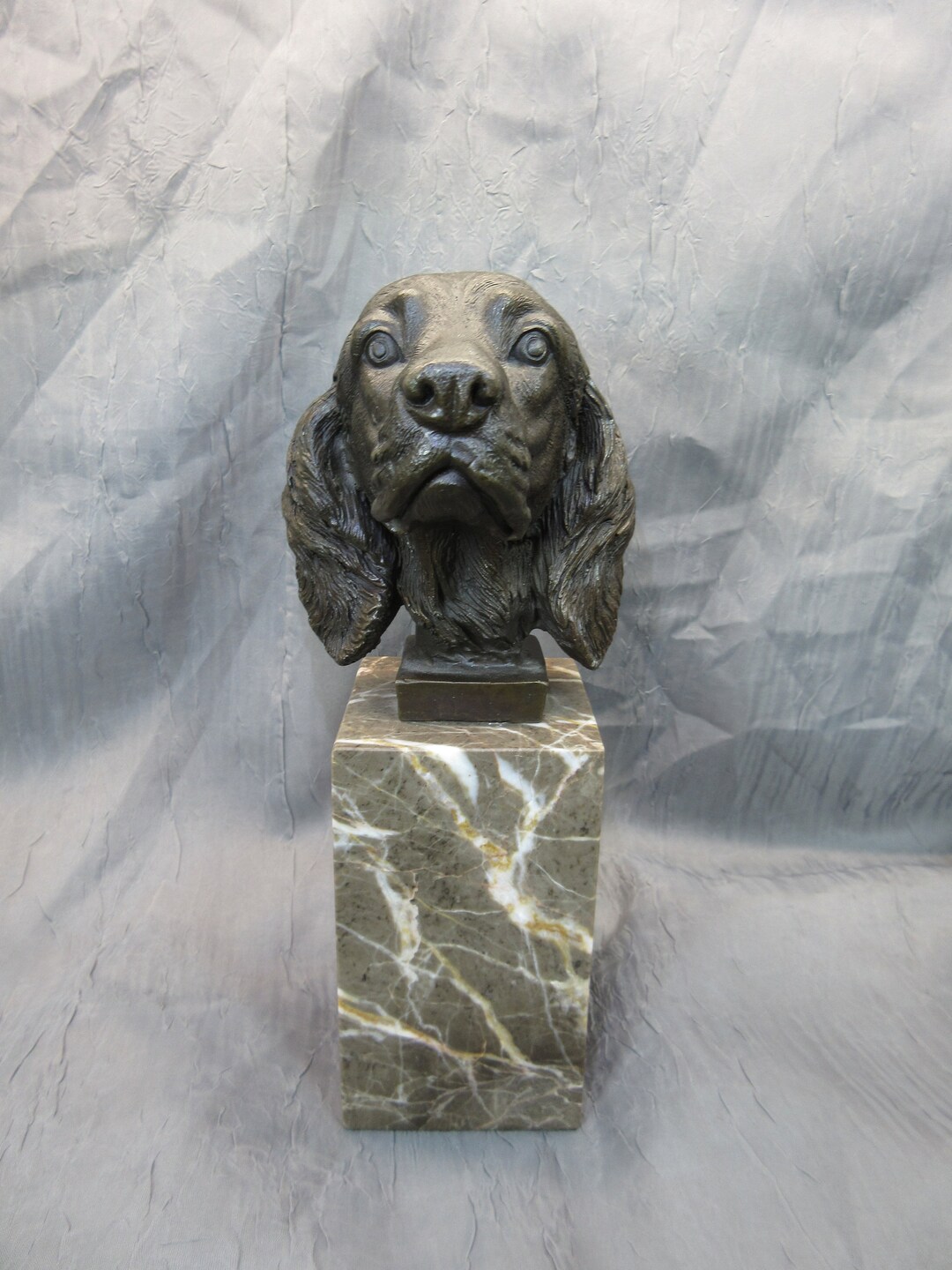 Bronze Cocker Spaniel Dog Bust on Marble Base Signed YANEZ - Etsy