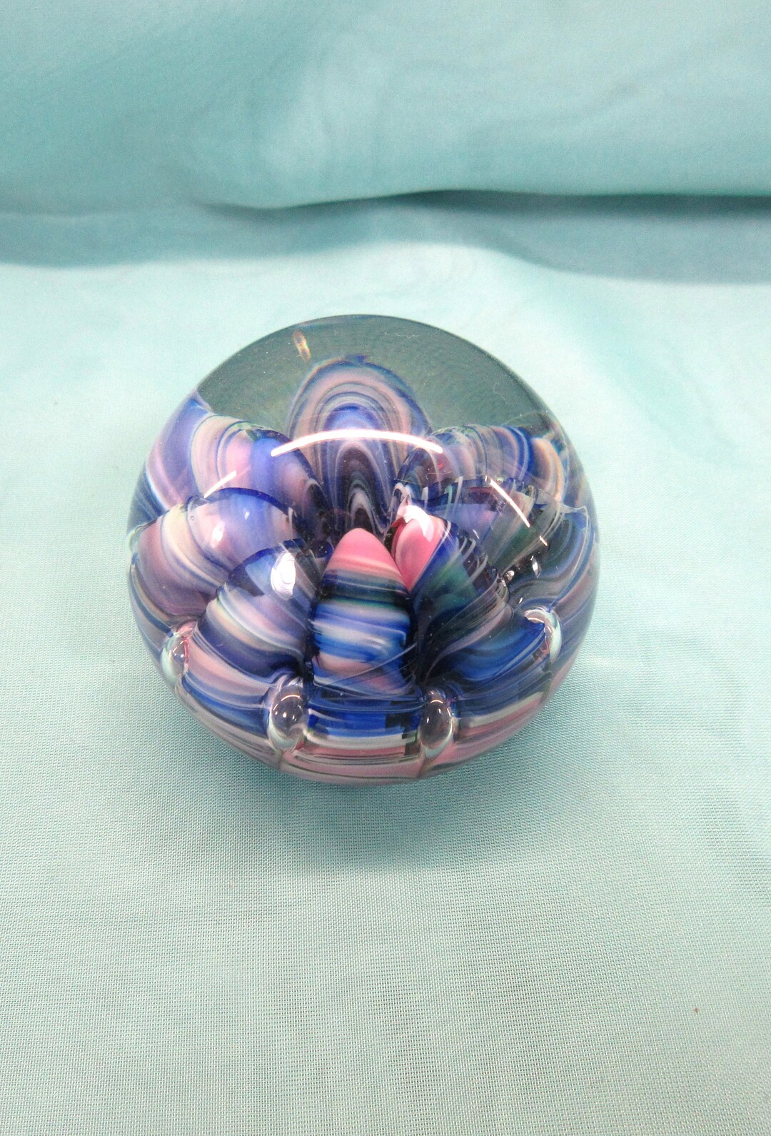 Joe Rice Purple, Pink and Blue Ribbon Paperweight - Etsy