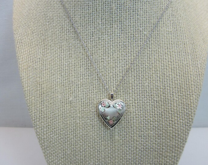 Sterling Heart Locket With Pink Flowers - Etsy