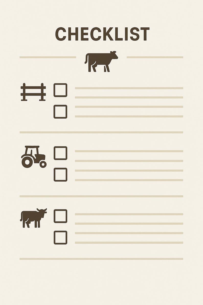 Pasture & Cattle Inspection Checklist Guide | Daily Weekly Ranch ...