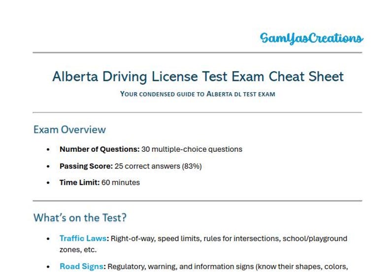 Driving License Test - Alberta Class 5 GDL Practice Test | Road Signs ...