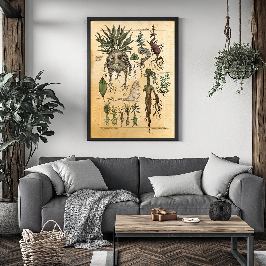 Herbology Print of Magical Plants, Witchy Wall Art, Cottagecore Kitchen ...