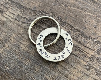 Custom State Coordinates Keychain Hand Stamped Latitude | Etsy