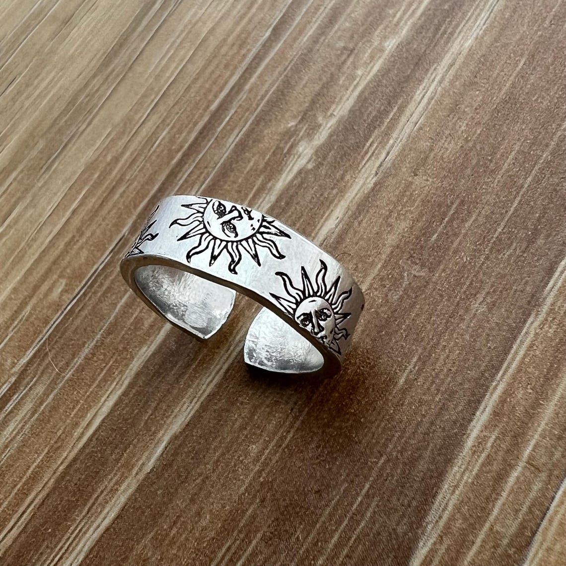Sun Face Pattern Ring- Hand Stamped Aluminum Ring - Etsy