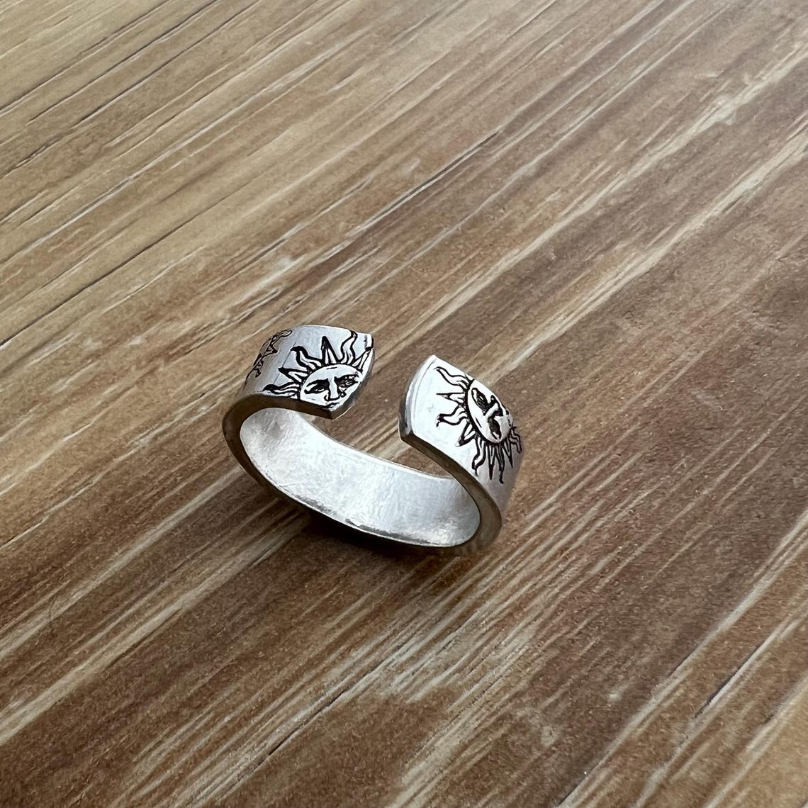 Sun Face Pattern Ring- Hand Stamped Aluminum Ring - Etsy