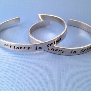 Partners in Crime Bracelet Set- Hand Stamped Best Friend Cuff Bracelets ...