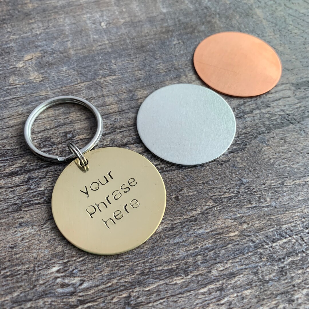 Custom Hand Stamped 1.25" Circle Keychains- You Personalize- in ...