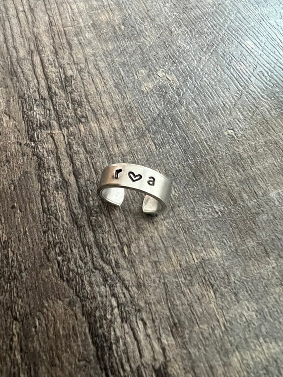 Custom Initial Couple Ring Hand Stamped Ring Husband Wife | Etsy