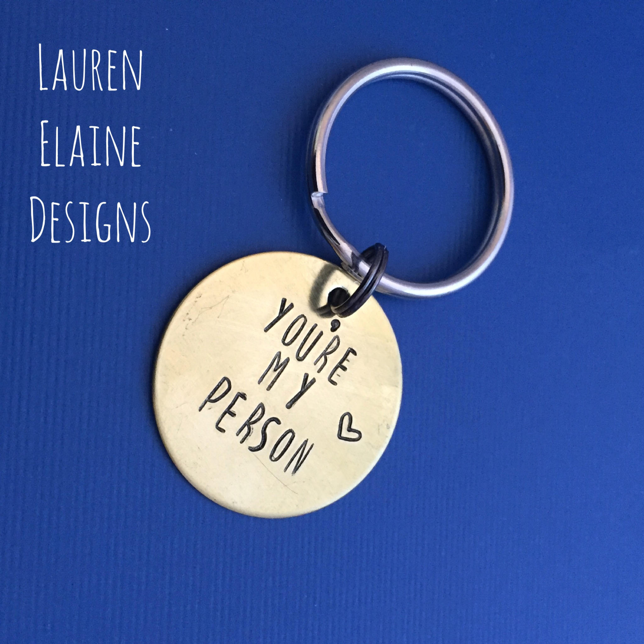 You're My Person Hand Stamped 1 Circle Keychains | Etsy