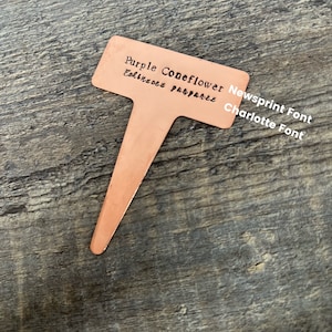 Custom Copper Garden Marker: Hand Stamped Plant Tag, Gardener Gift - Etsy