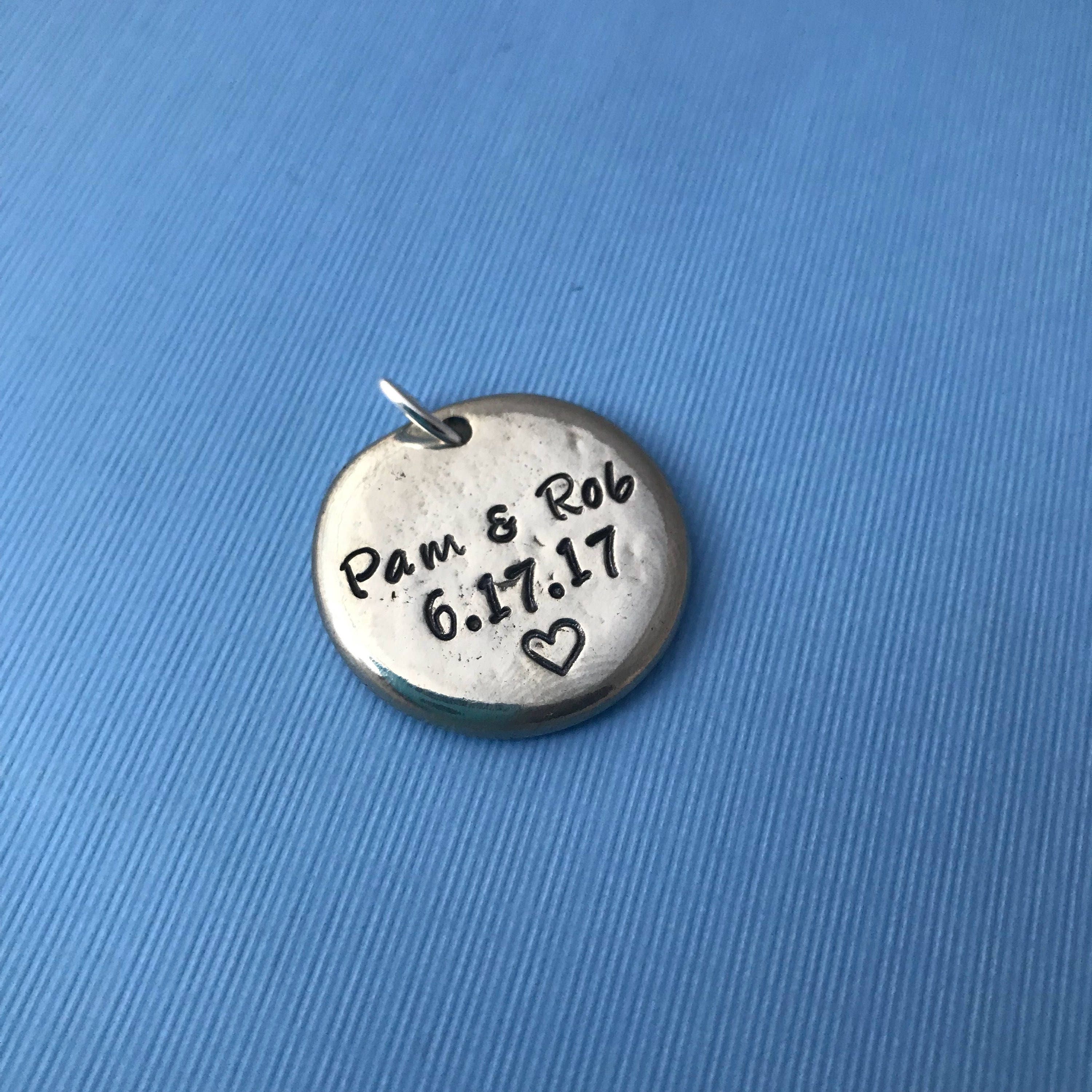 Custom Hand Stamped Pewter 1" Circle Charm- You Personalize - Etsy