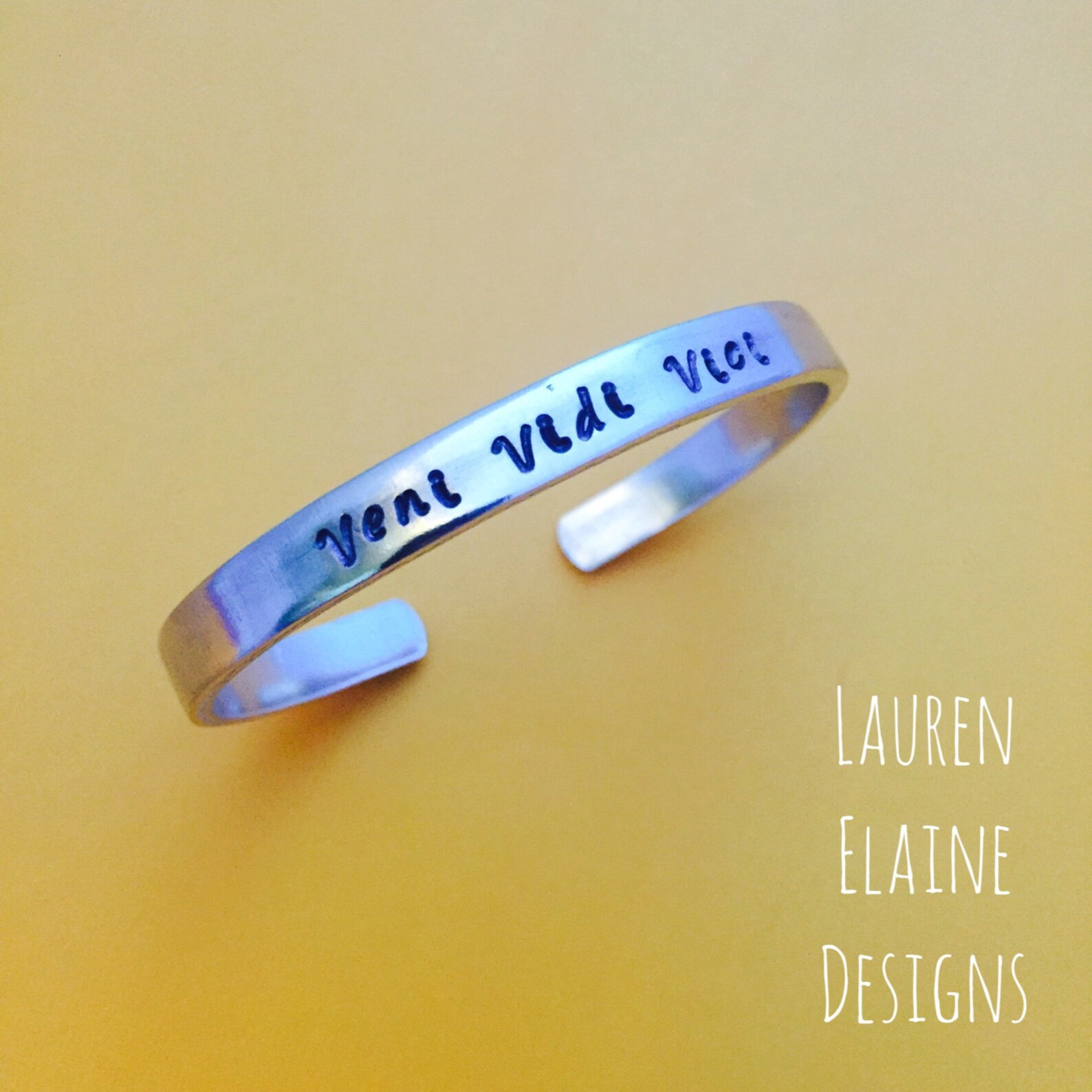 Veni Vidi Vici- "i Came. I Saw. I Conquered."- Hand Stamped Cuff ...