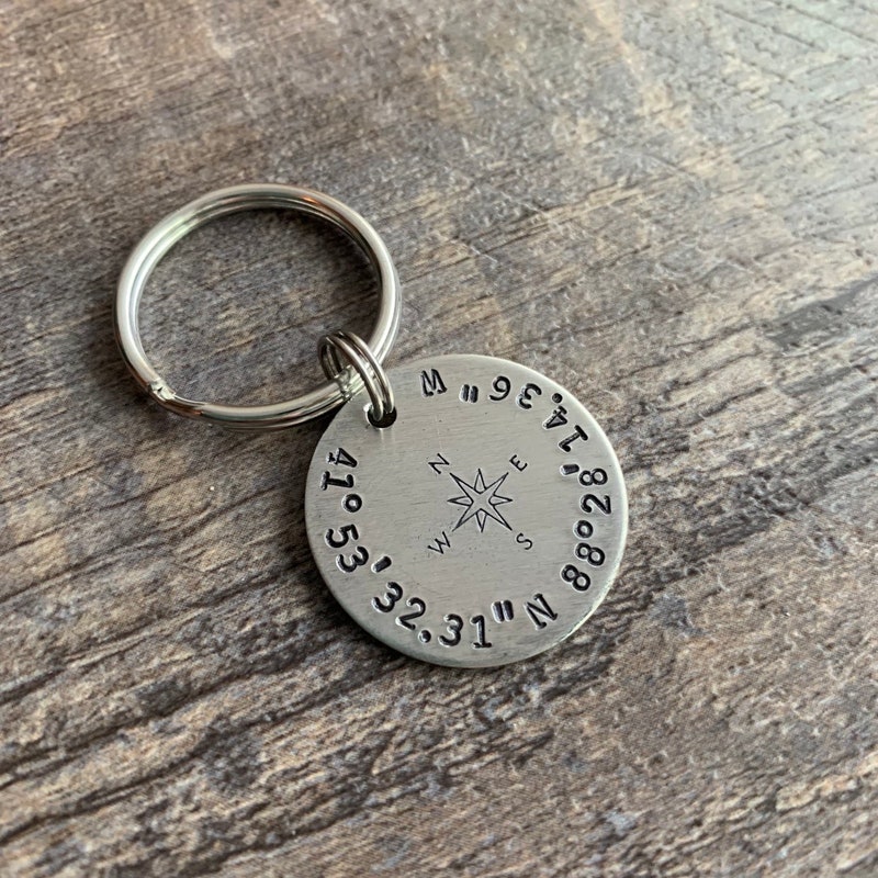 Coordinates Keychain - Etsy
