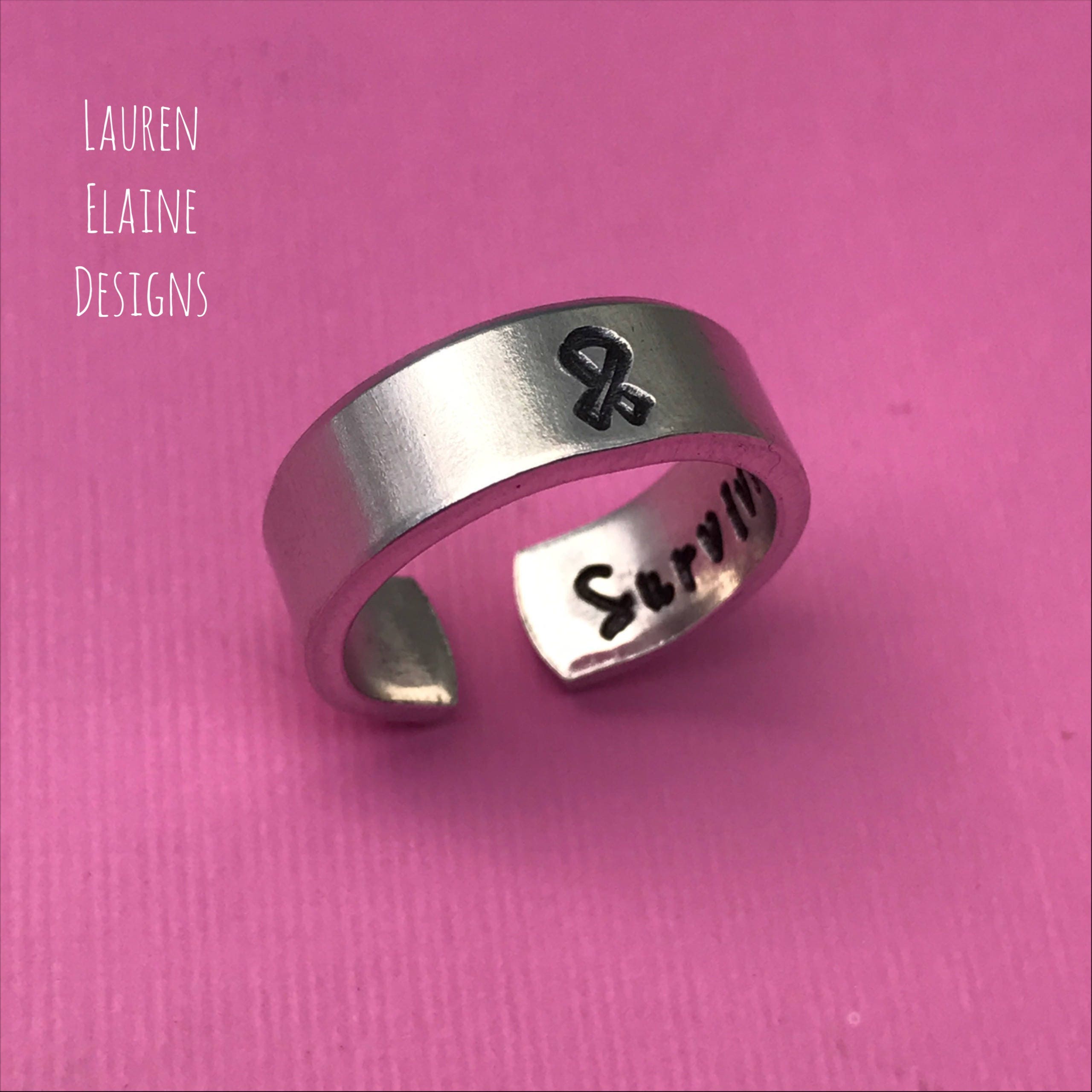 Cancer Survivor Ring Awareness Ribbon Hand Stamped Aluminum | Etsy
