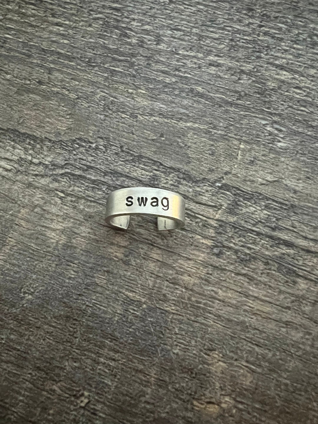 Swag Ring -hand Stamped Aluminum Ring- You Choose the Font - Etsy