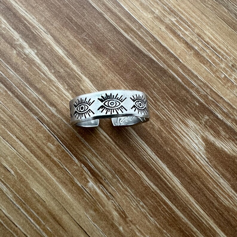 Evil Eye Pattern Ring- Hand Stamped Aluminum Ring - Etsy