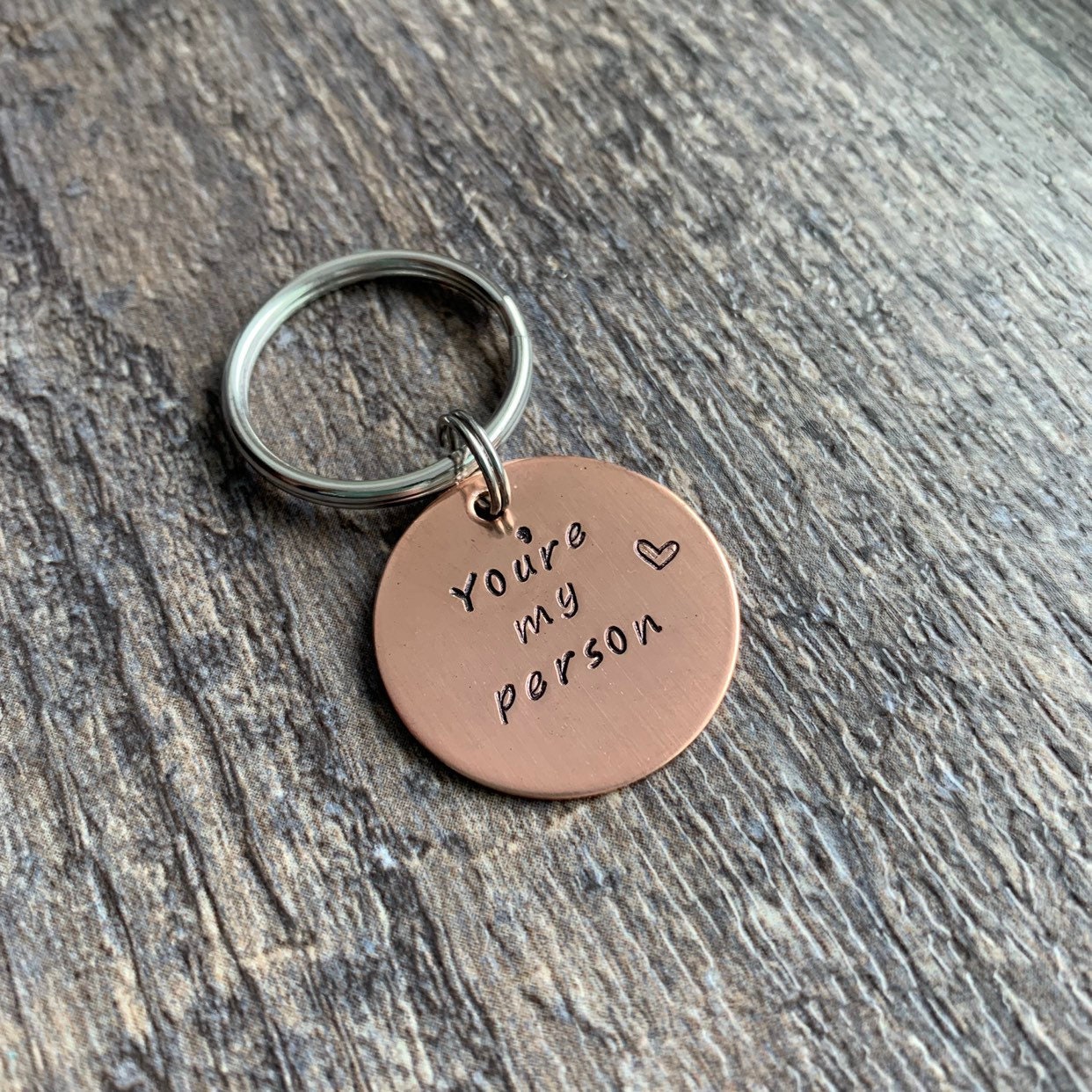 You're My Person Hand Stamped 1 Circle Keychains | Etsy