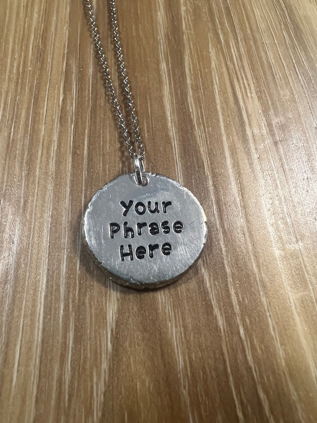 Custom Hand Stamped Pewter 1 Inch Disc Necklace- You Personalize - Etsy