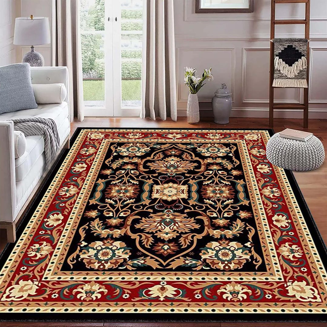 Floral Medallion, Oriental Pattern, Vintage Style, Red Border,classic ...