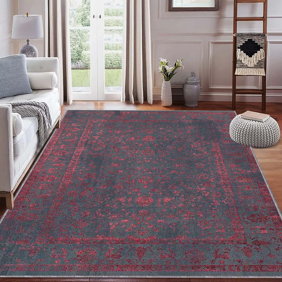 Vintage Rug, Oriental Floral Rug, Antique Style Rug, Worn-out Style ...