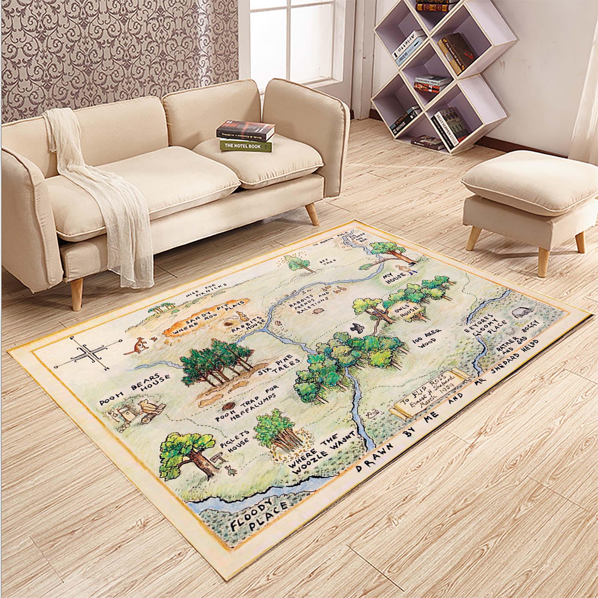 Kids Fantasy Map Area Rug, Storybook Illustrated Design Rug, Nursery ...