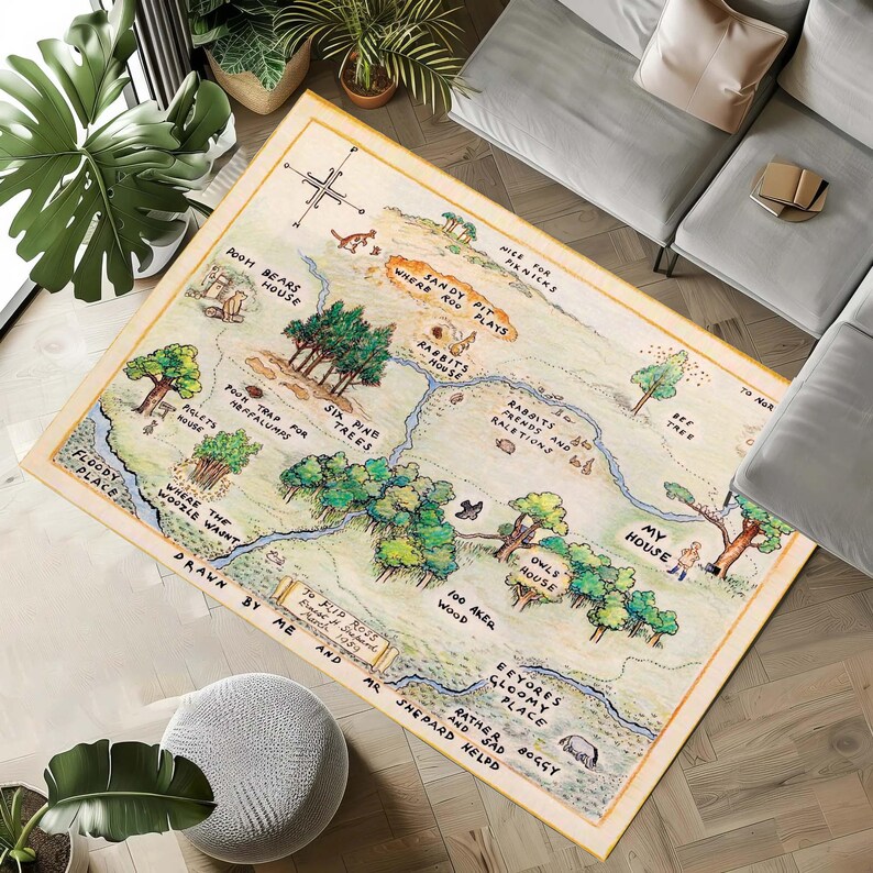 Kids Fantasy Map Area Rug, Storybook Illustrated Design Rug, Nursery ...