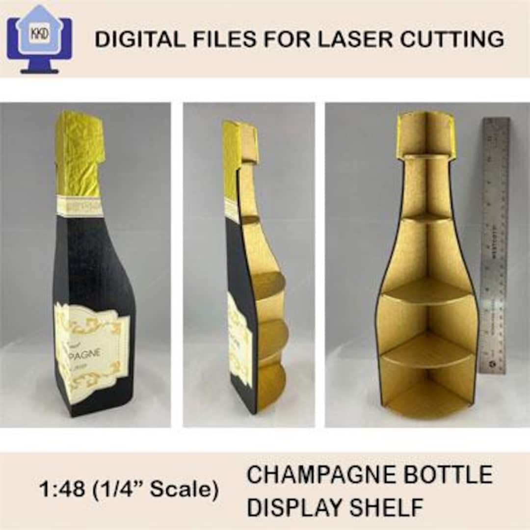 Champagne Bottle Shaped Display Shelf for 1:48 Scale (1/4" Scale ...
