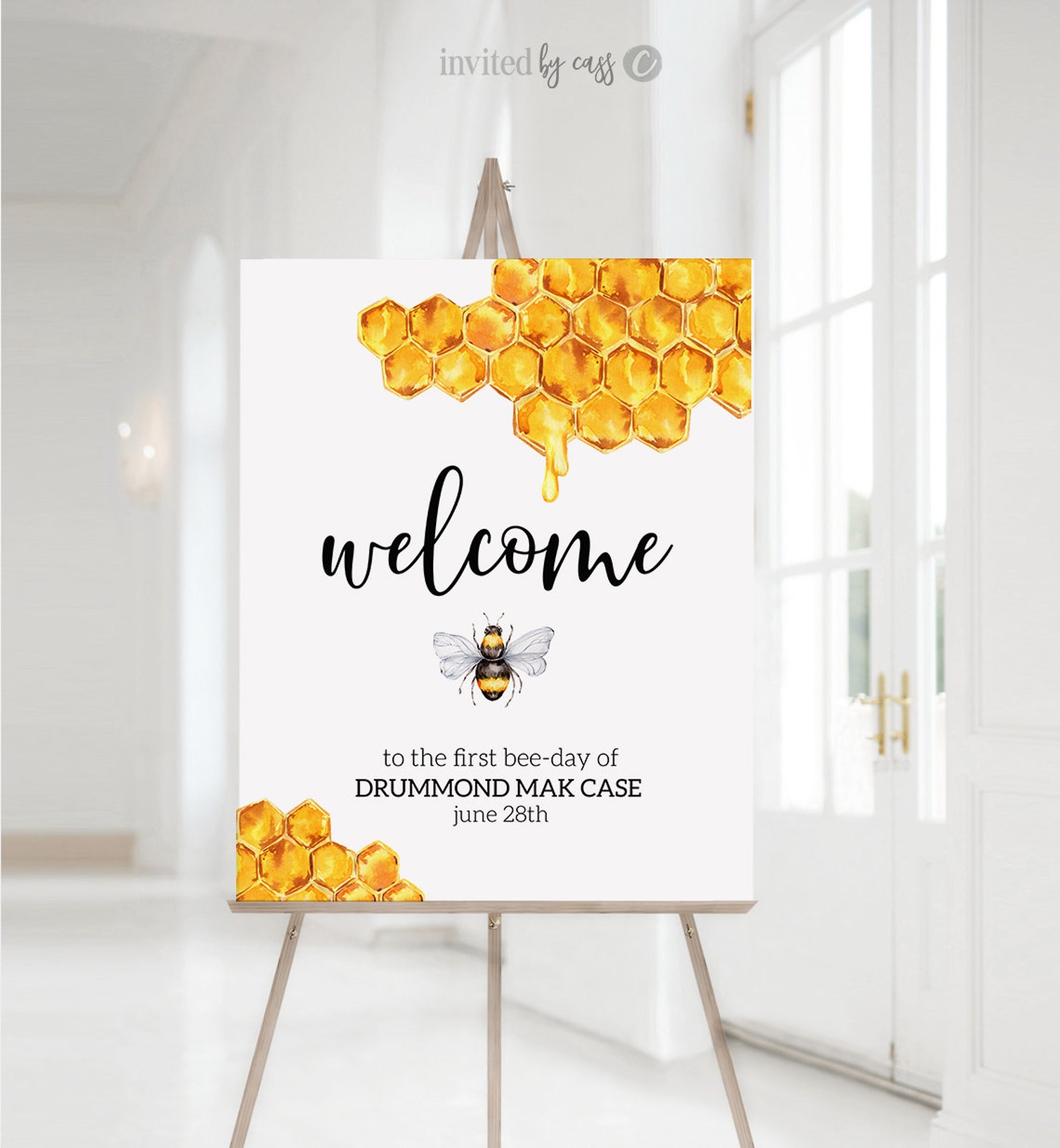 First Bee Day Welcome Sign ANY AGE Sweet as Can Bee - Etsy