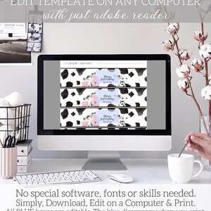 Editable Pink Holy Cow Birthday Water Bottle Labels, Cow Bottle Labels ...