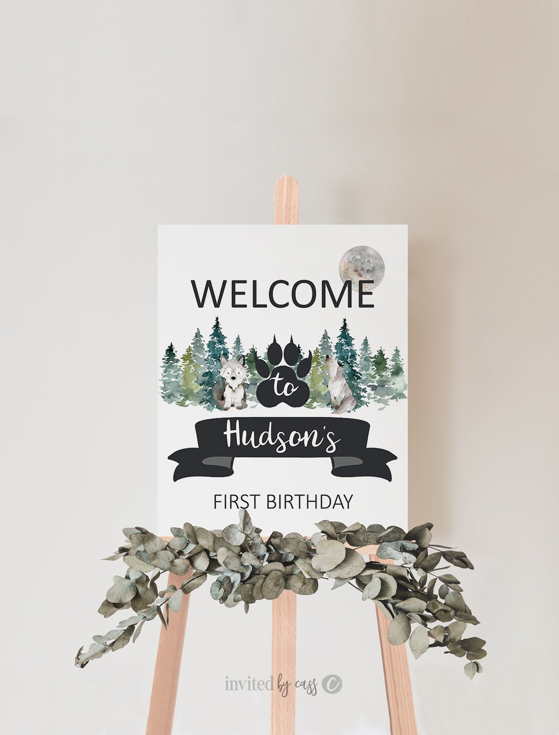 Wolf First Birthday Welcome Sign: Editable Poster (digital Download) - Etsy
