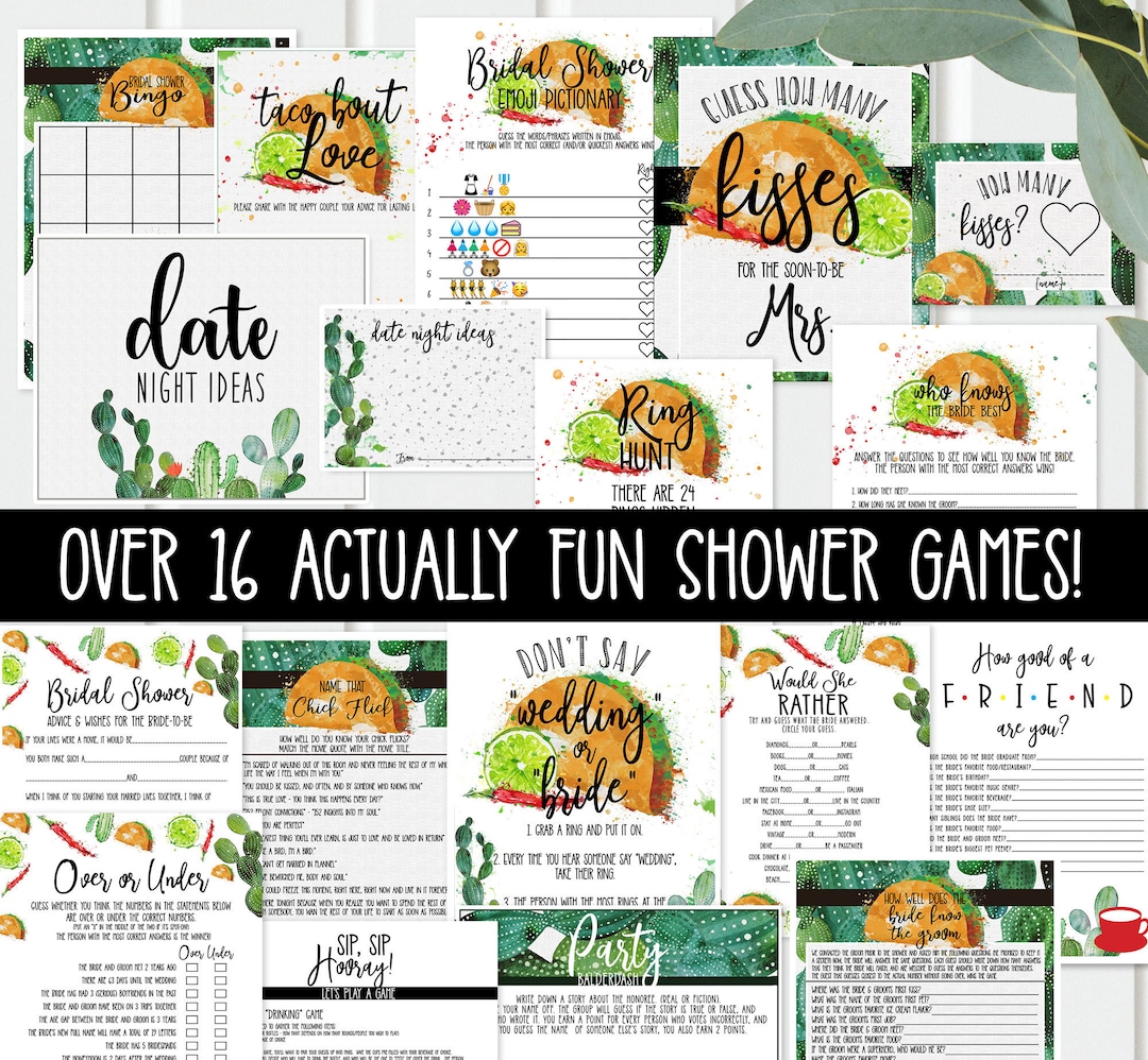 Fiesta Bridal Shower Games - Over 16 - Printable - ACTUALLY FUN Shower ...