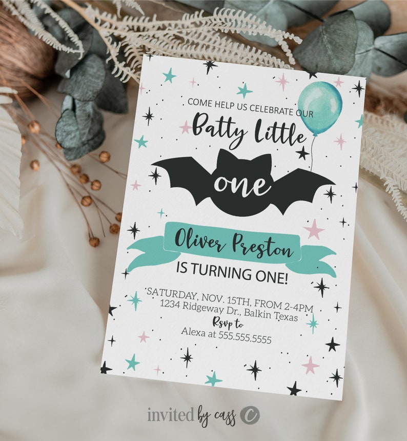 Editable Teal Orange Halloween Birthday Invitation Our Little - Etsy